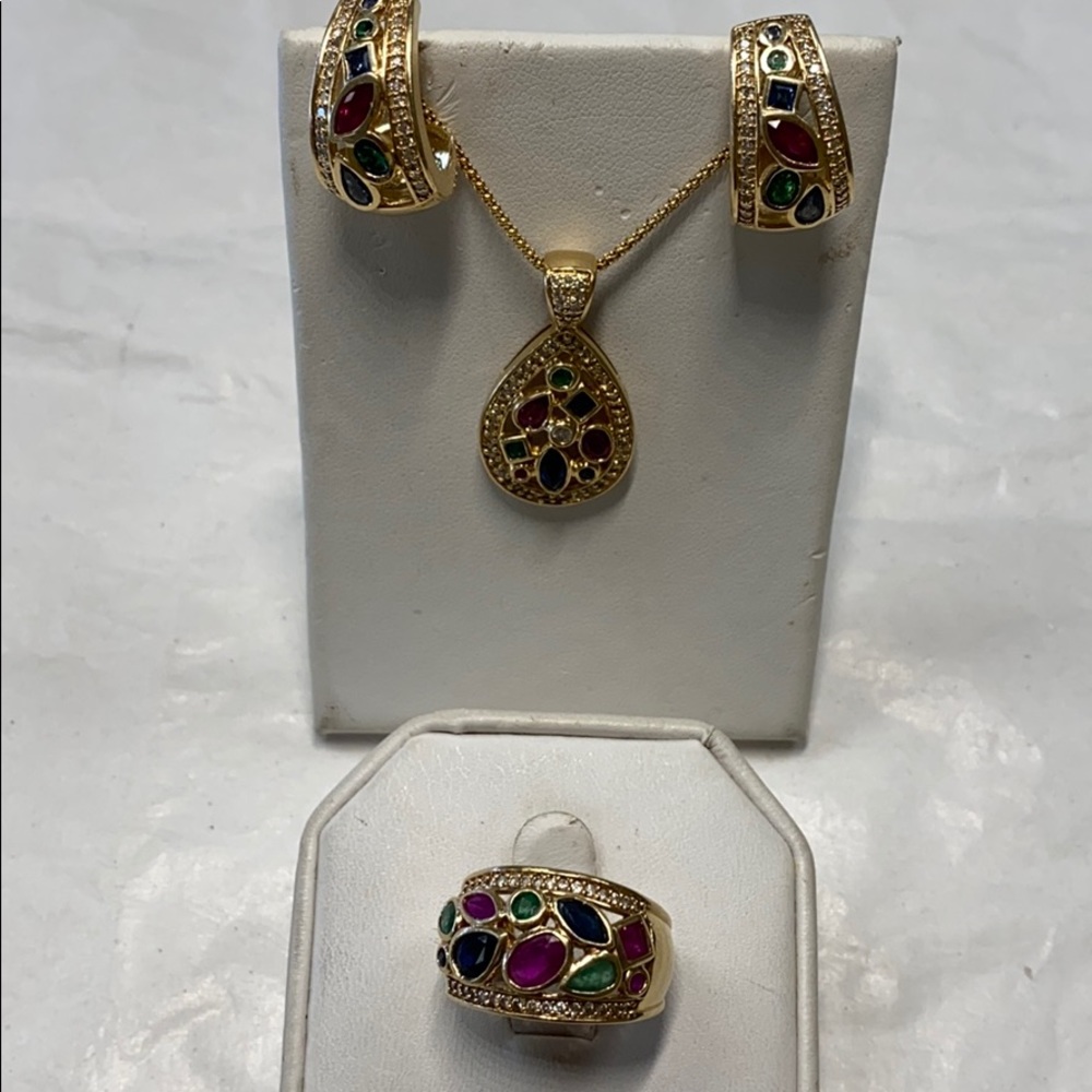 14k Solid Gold 3 Pieces Set - Gem